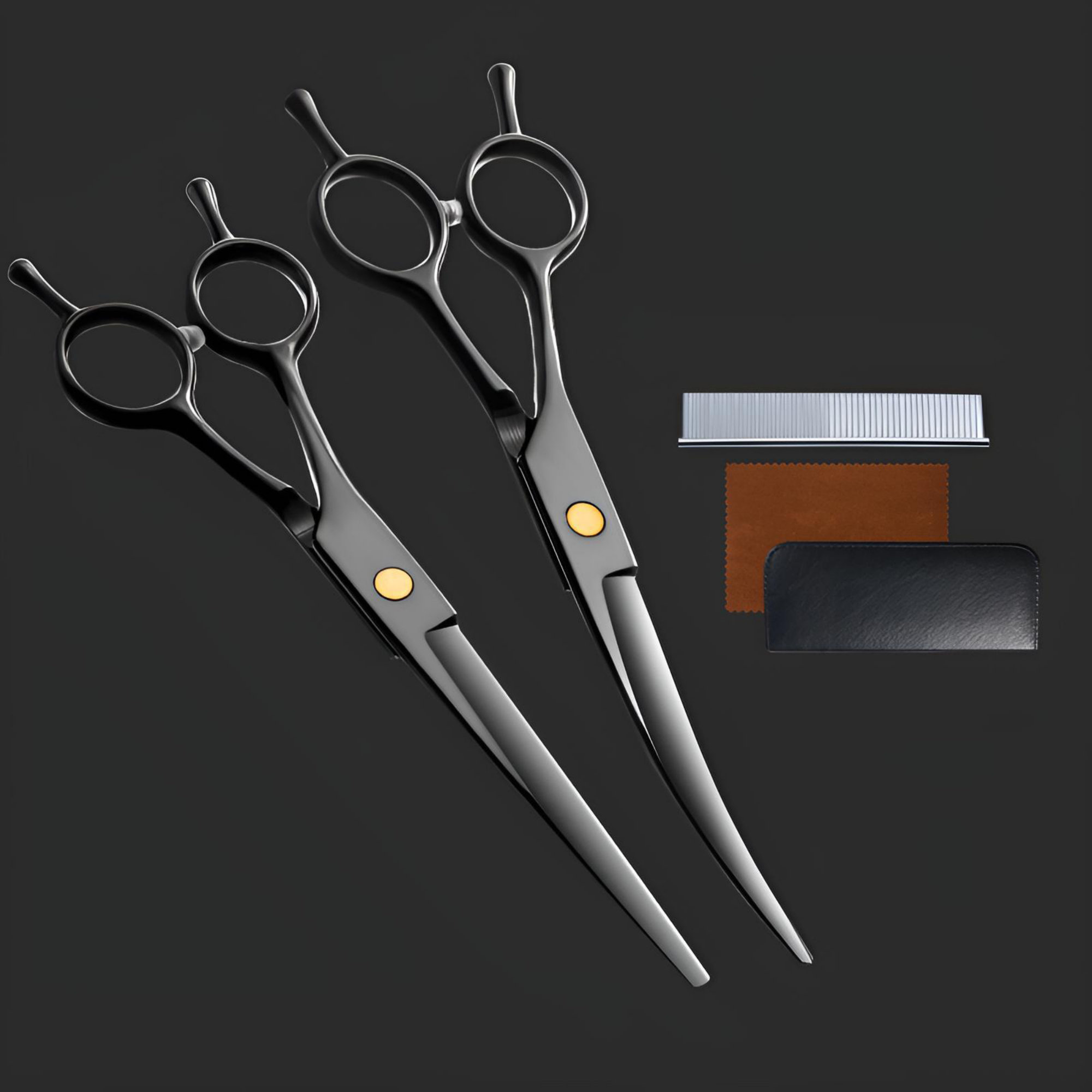 NUODA Black 7.0-Inch Double Tailed Curved Scissors, 7.0-Inch Double ...