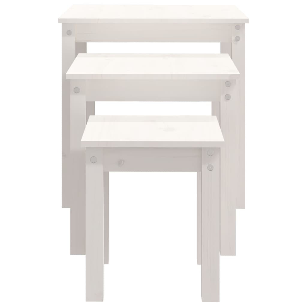 Ebern Designs Nesting Table White Solid Pine Wood Small Stackable | Wayfair