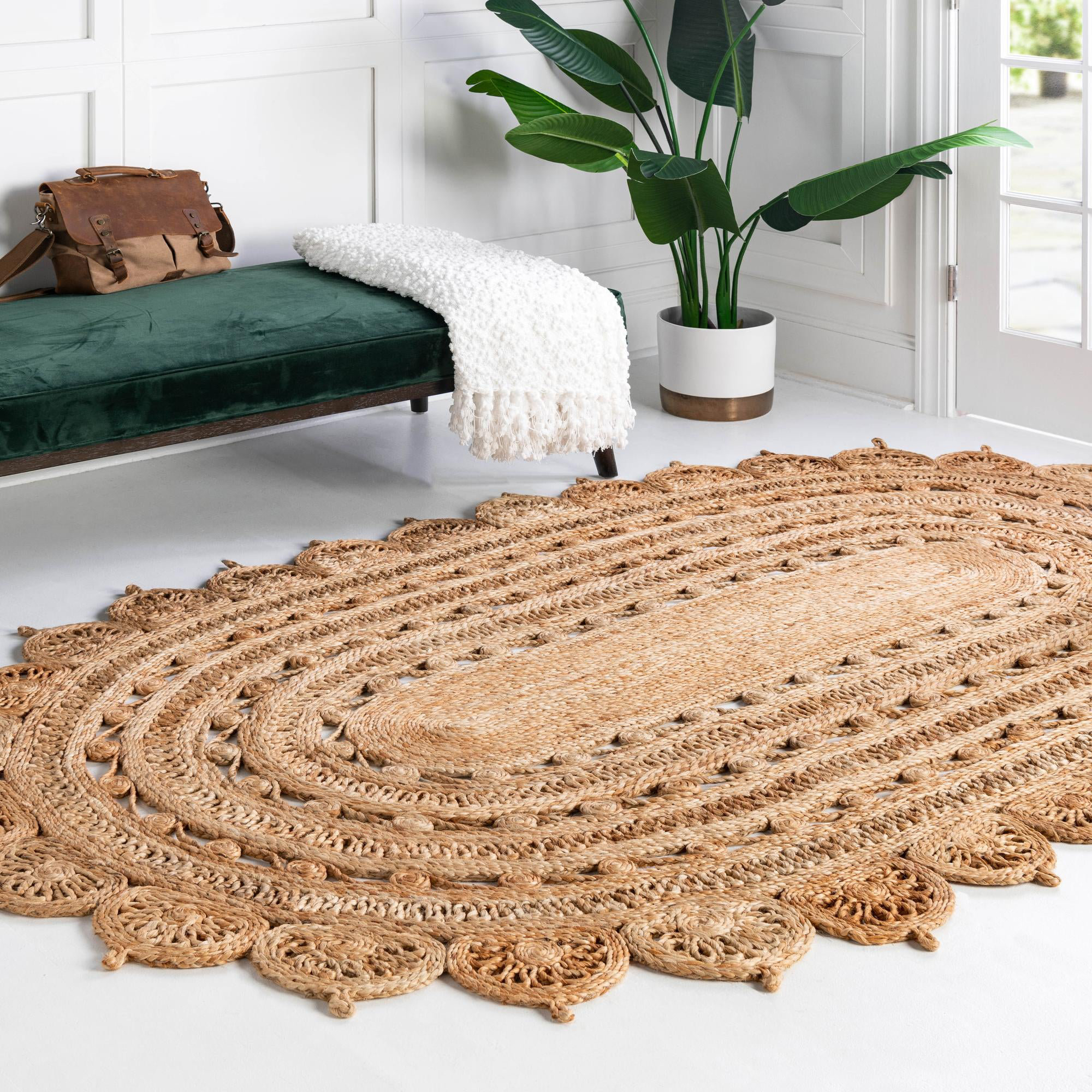 Langley Street® Oval Maarten Oriental Power Loomed Jute Area Rug in ...