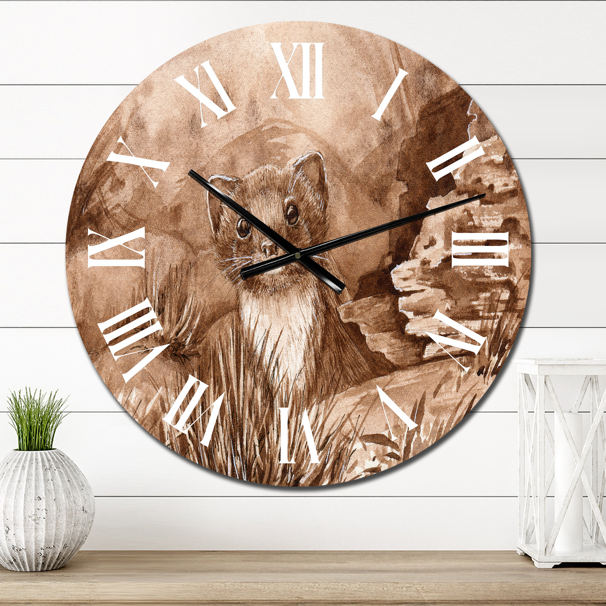 East Urban Home Wild Weasel in the Forest - Traditional Wall Clock ...