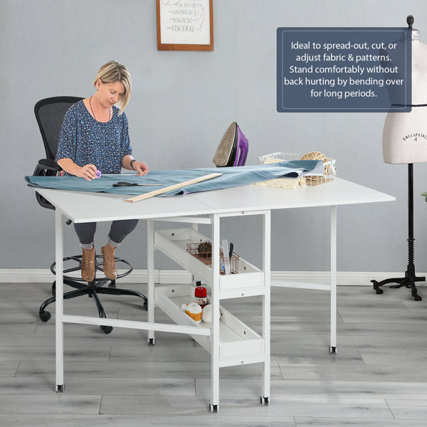 Erommy 58" x 36" Foldable Craft Table with Wheels & Reviews | Wayfair