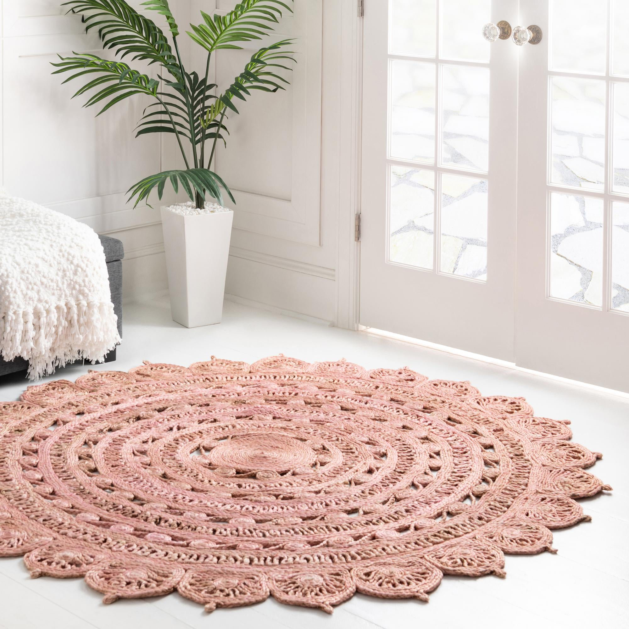 Langley Street Oval Jens Oriental Power Loomed Jute Area Rug in Pink ...