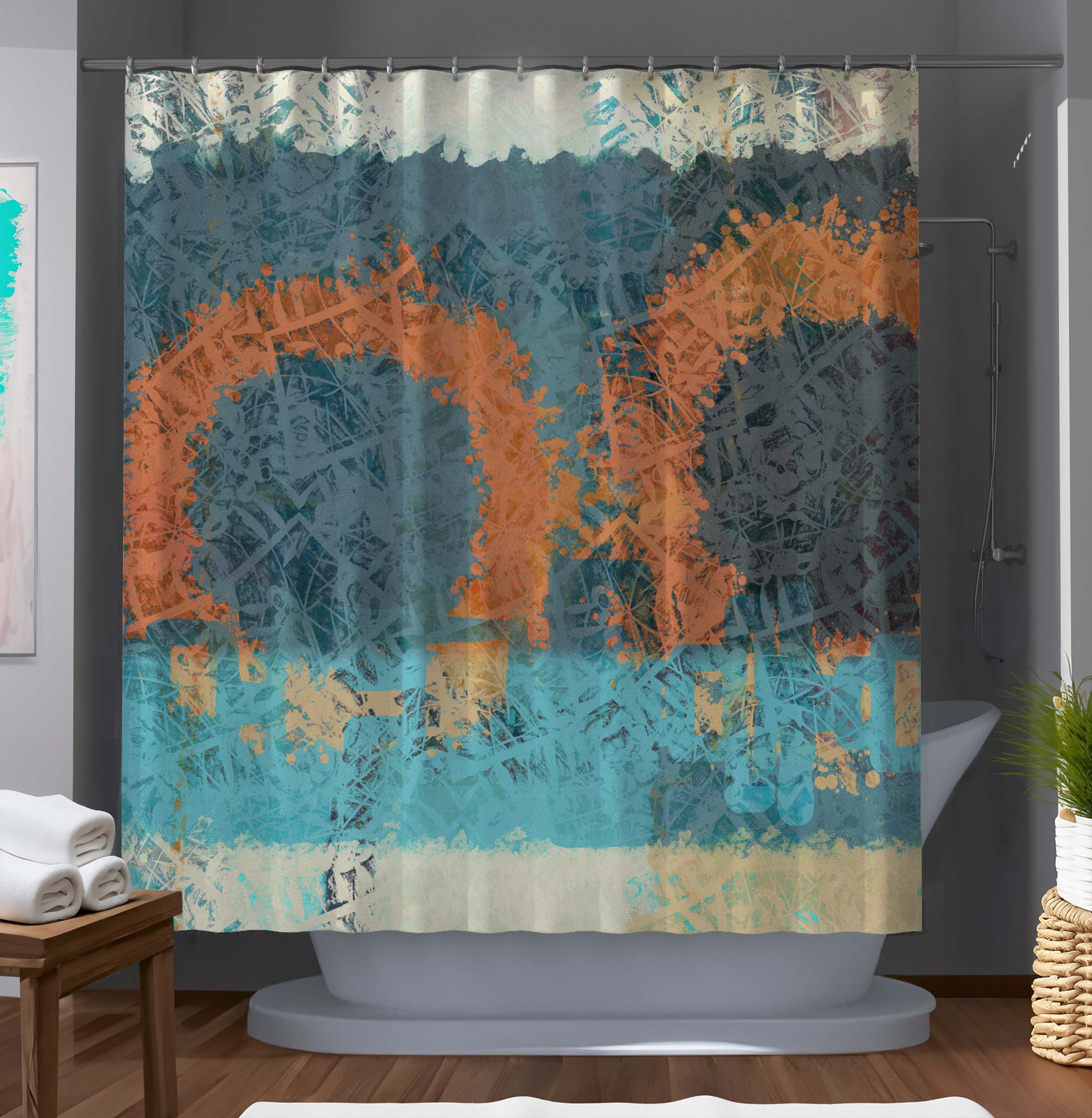East Urban Home Faustina Abstract Shower Curtain | Wayfair
