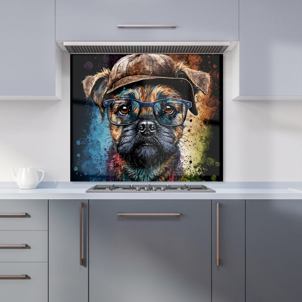 East Urban Home Border Terrier Dog Face Splashart Premium Glass Kitchen ...