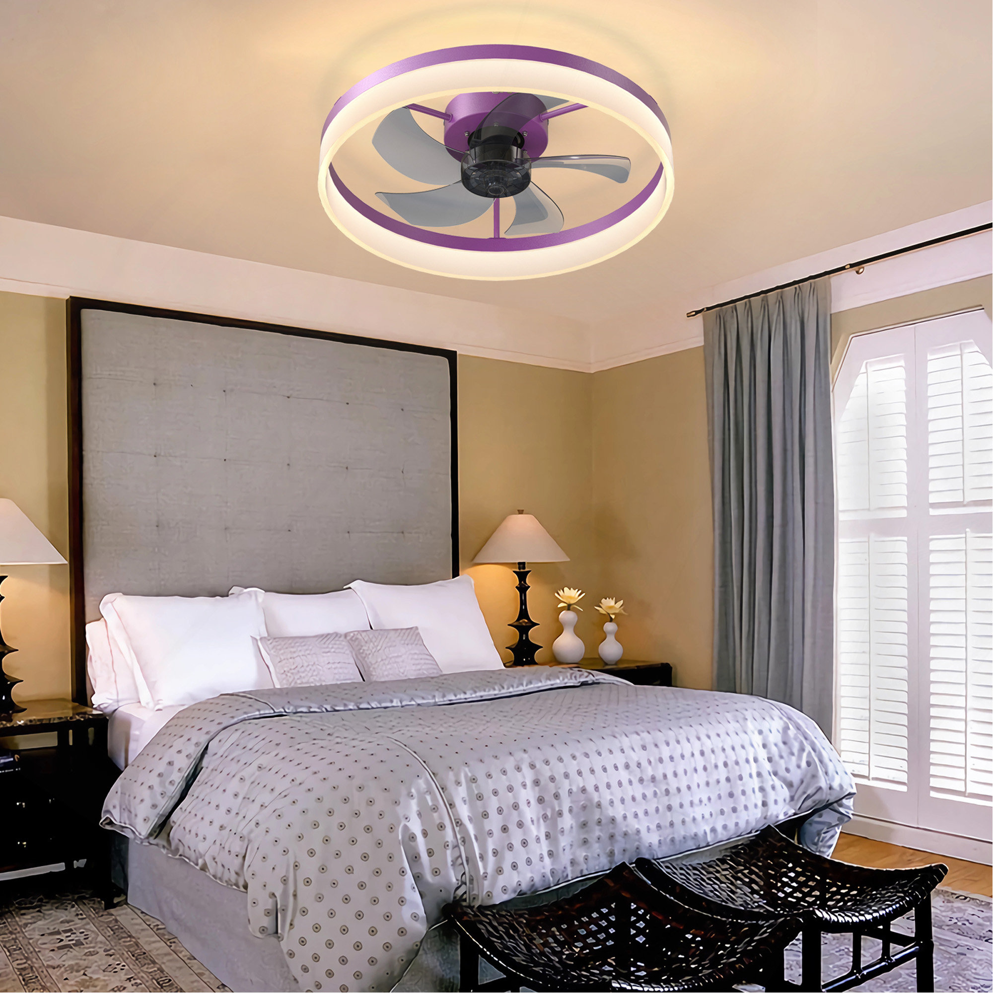 George Oliver Ceiling Fans With Lights Dimmable LED Embedded ...