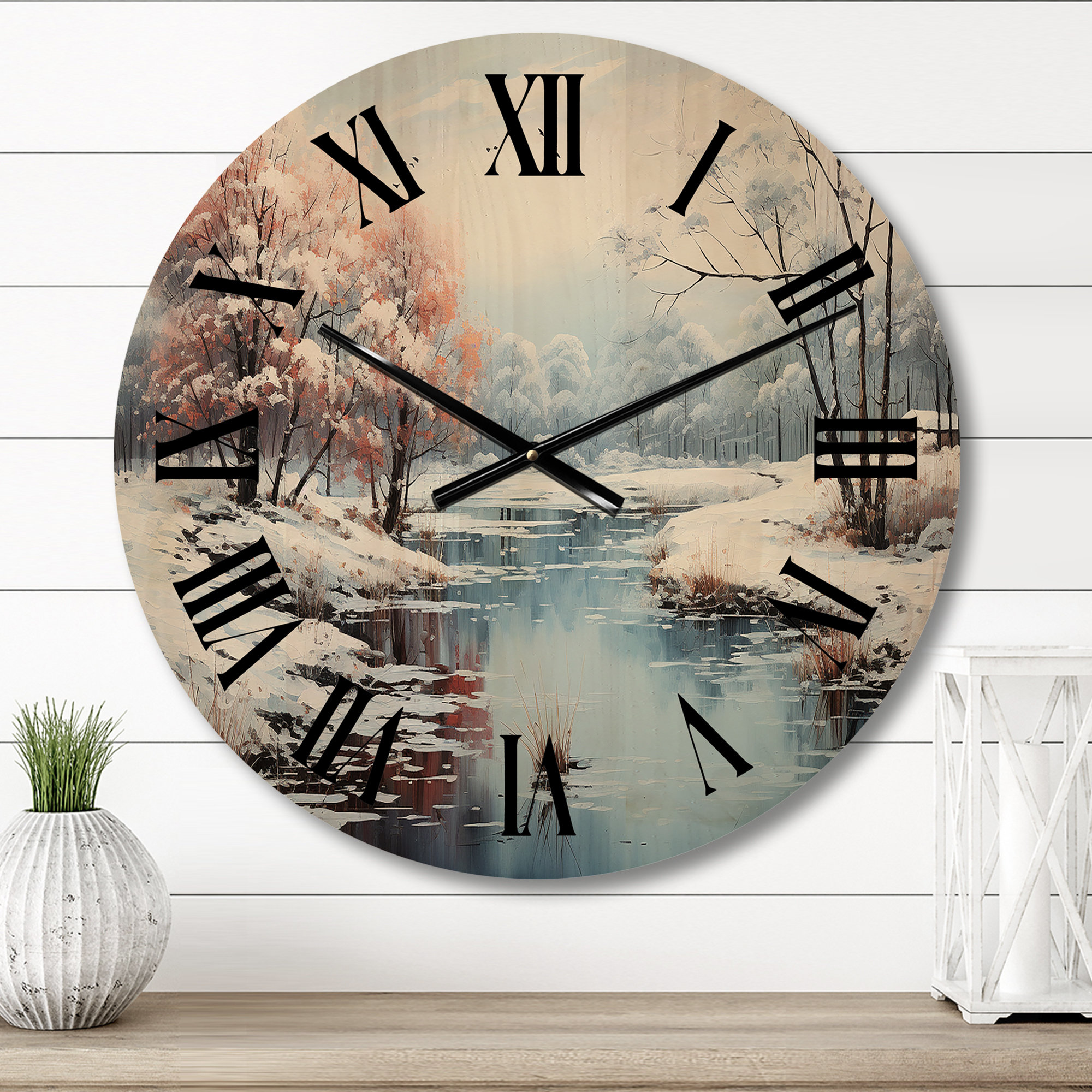 East Urban Home Winter Landscape Icy Reflections - Landscapes Oversized ...