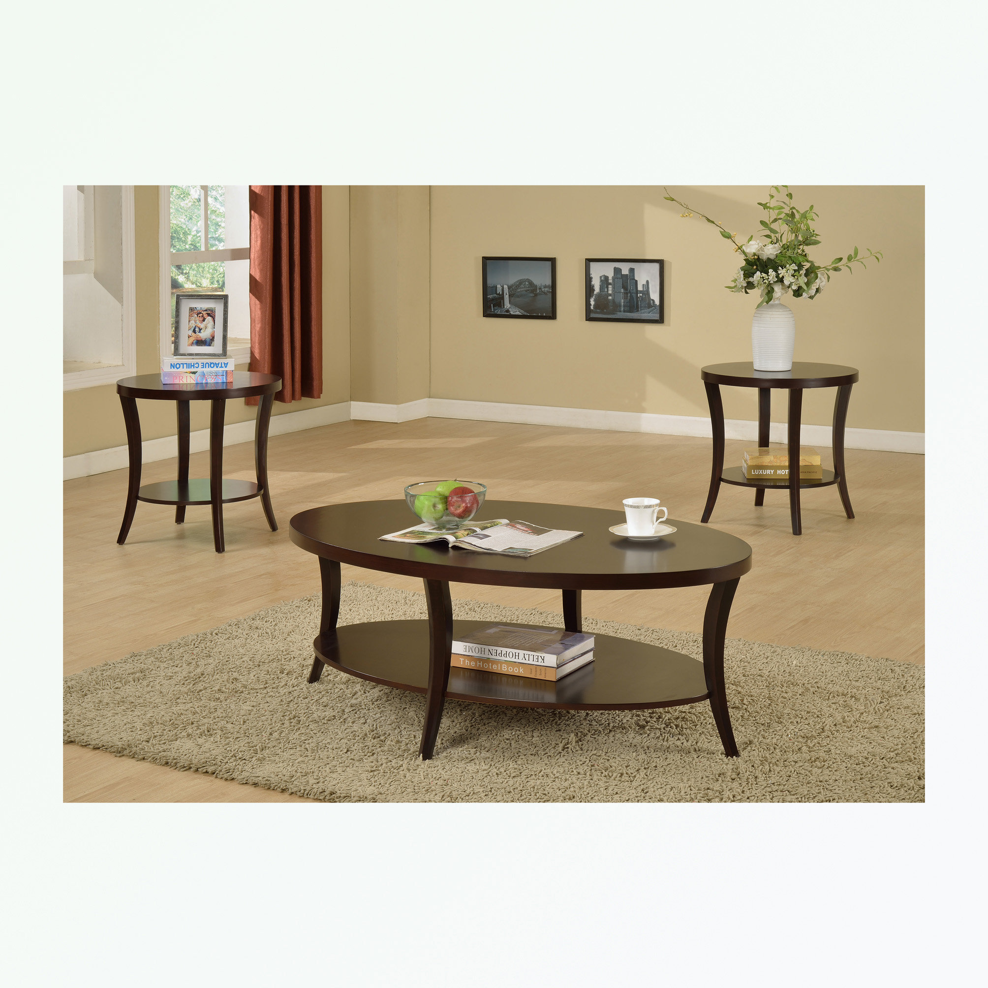 Alcott Hill 3-Piece Oval Coffee Table with End Tables Set - Wayfair Canada