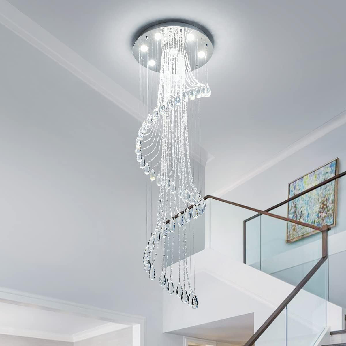 Rosdorf Park Saint Mossi Modern K9 Crystal Raindrop Chandelier Flush ...