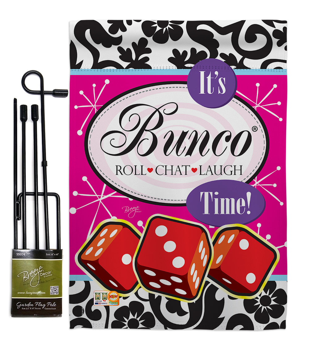 Breeze Decor It's Bunco Time 2-Sided Polyester 18.5 x 13 in. Flag Set ...