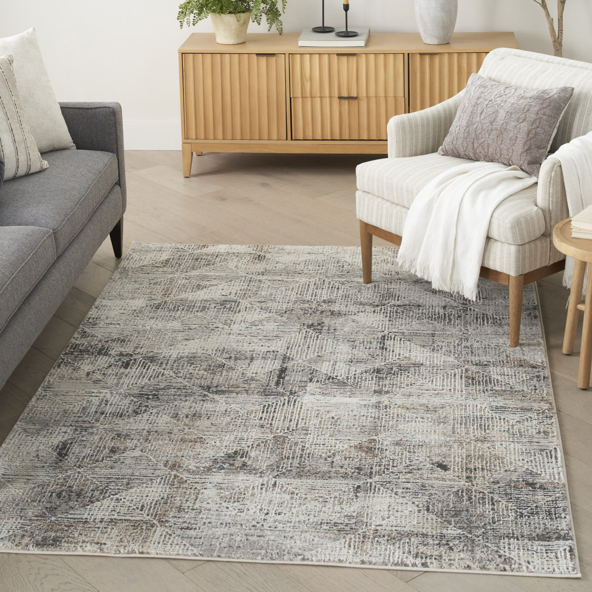 Gracie Oaks Ivaline Diamond Multicolor Sustainable Woven Area Rug ...