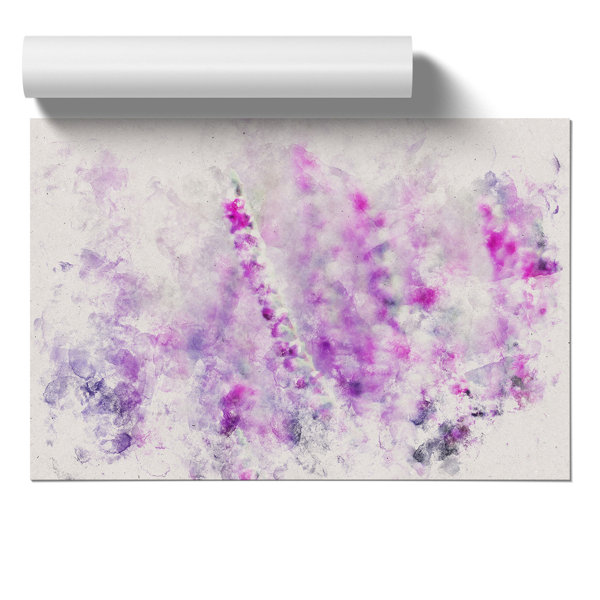 East Urban Home Purple Heather Watercolour - Unframed Graphic Art ...