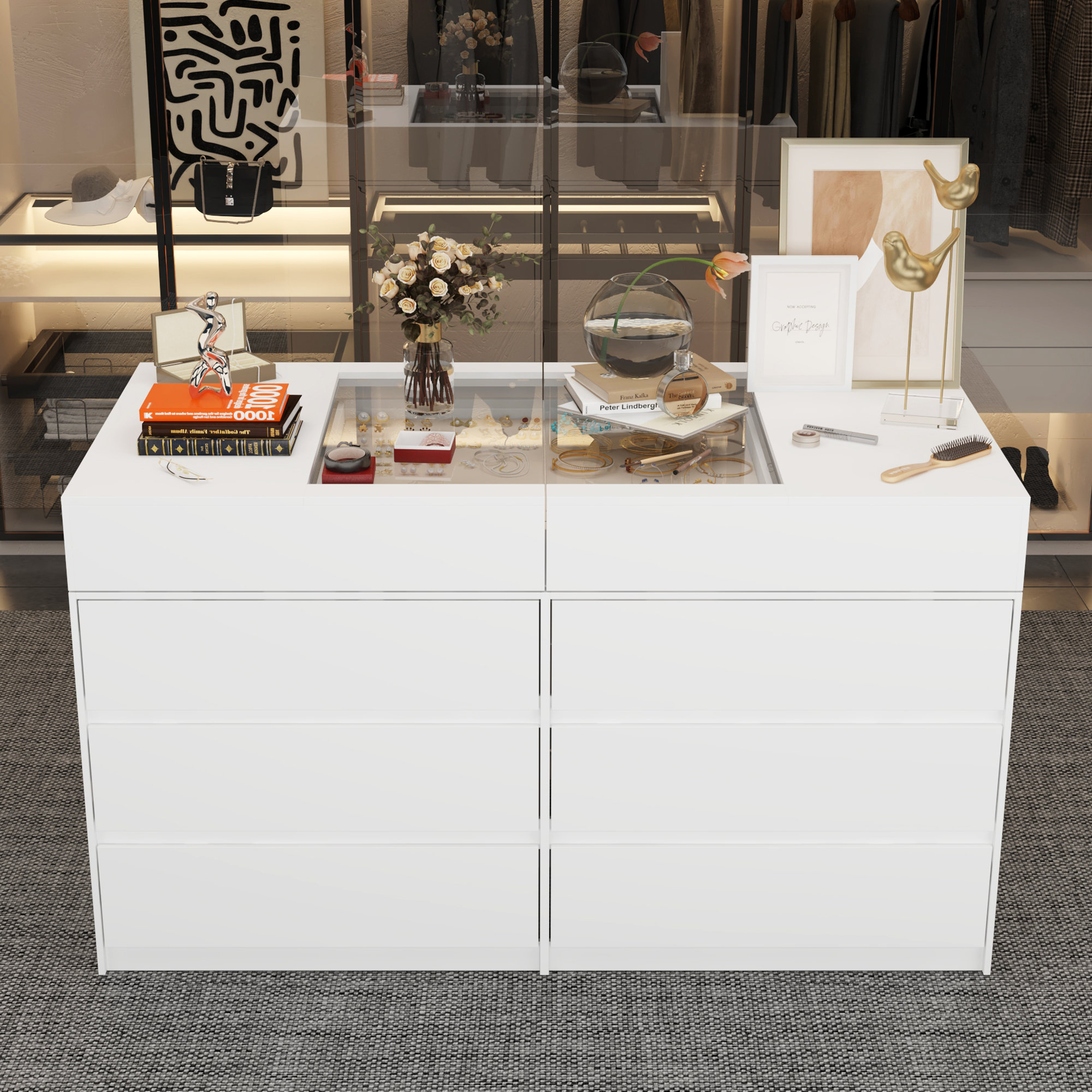 Latitude Run® 12-Drawer 1-Shelf Chest With Graceful Design And Tempered ...