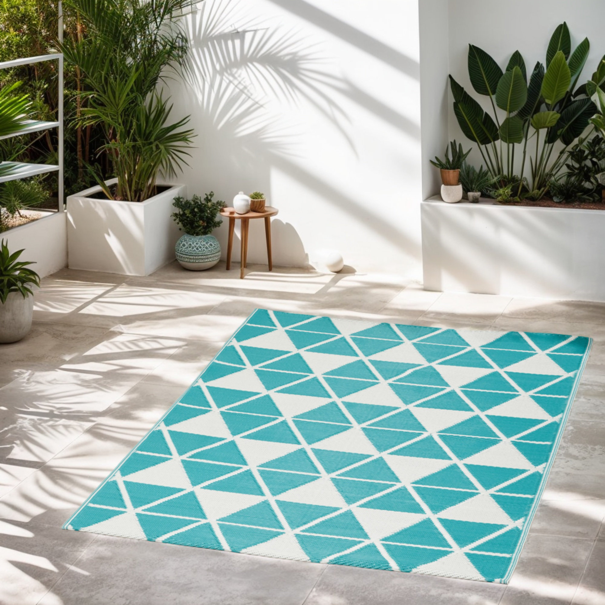 George Oliver Turquoise And White Oriental Rug - Versatile Indoor ...