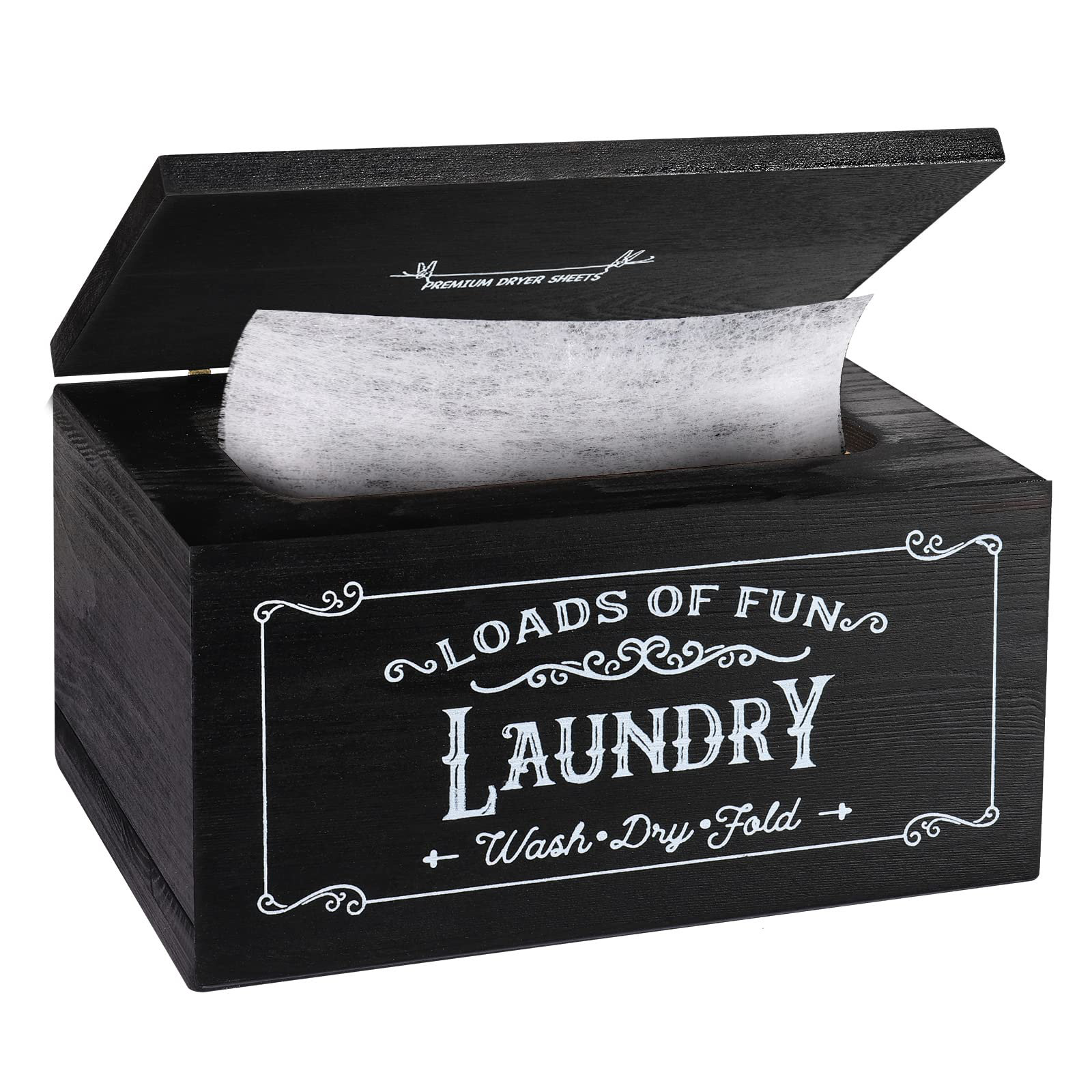 BOJUNTAN Dryer Sheet Holder, Wooden Dispenser With Hinged Lid For ...