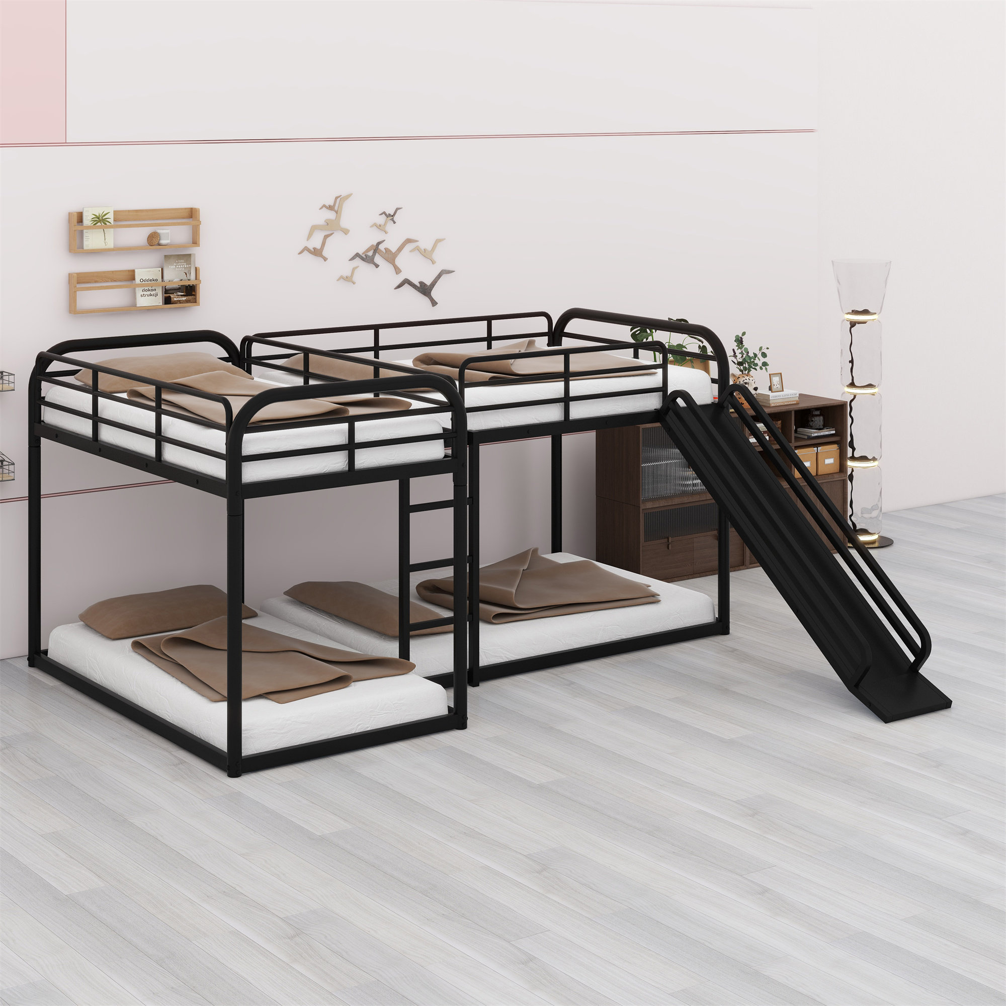 Isabelle & Max™ L-Shaped Bunk Bed With Slide And Short Ladder | Wayfair