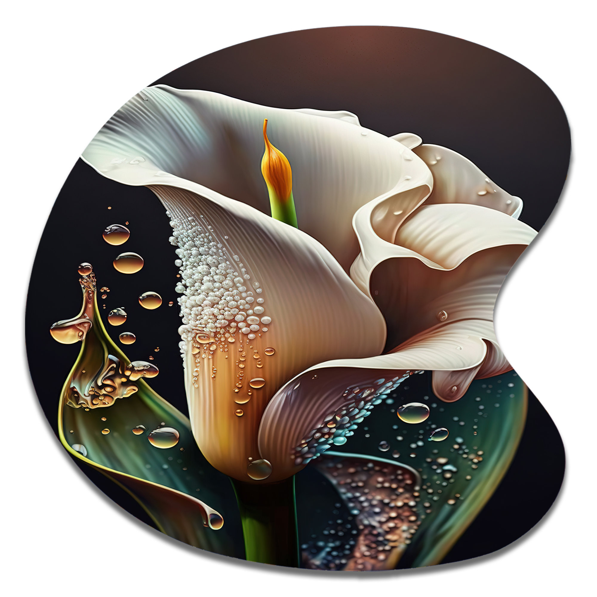 Design Art Green And White Calla Lily Flower II - Lily Drop Shape ...