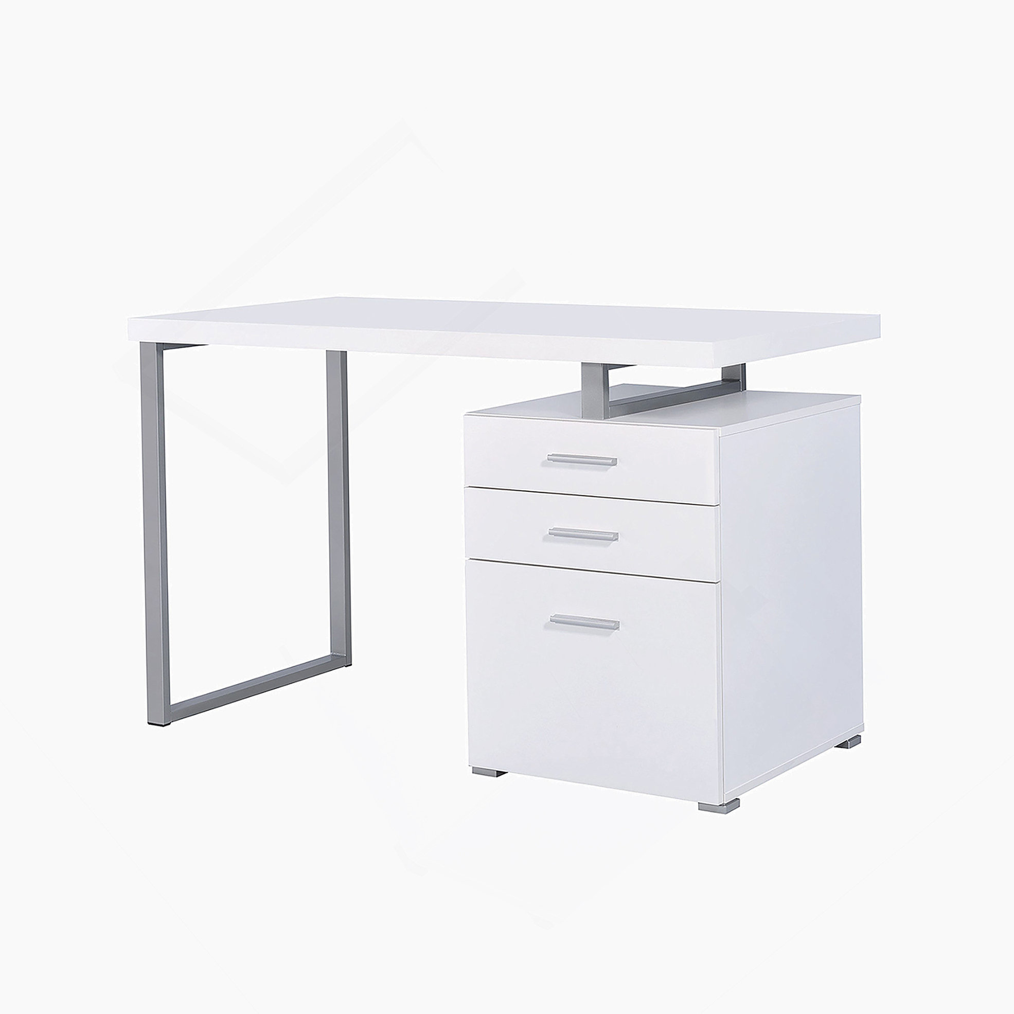 Latitude Run® Writing Desk With 3 Drawers In White | Wayfair