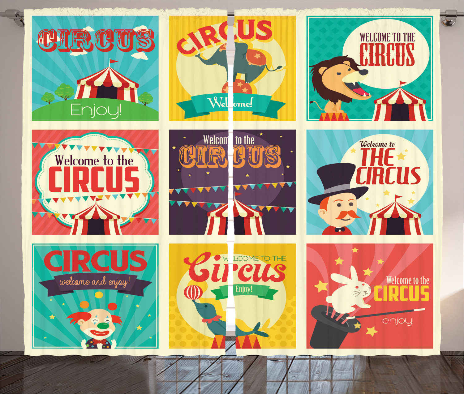 East Urban Home Circus Semi-Sheer Rod Pocket Curtain Panels | Wayfair