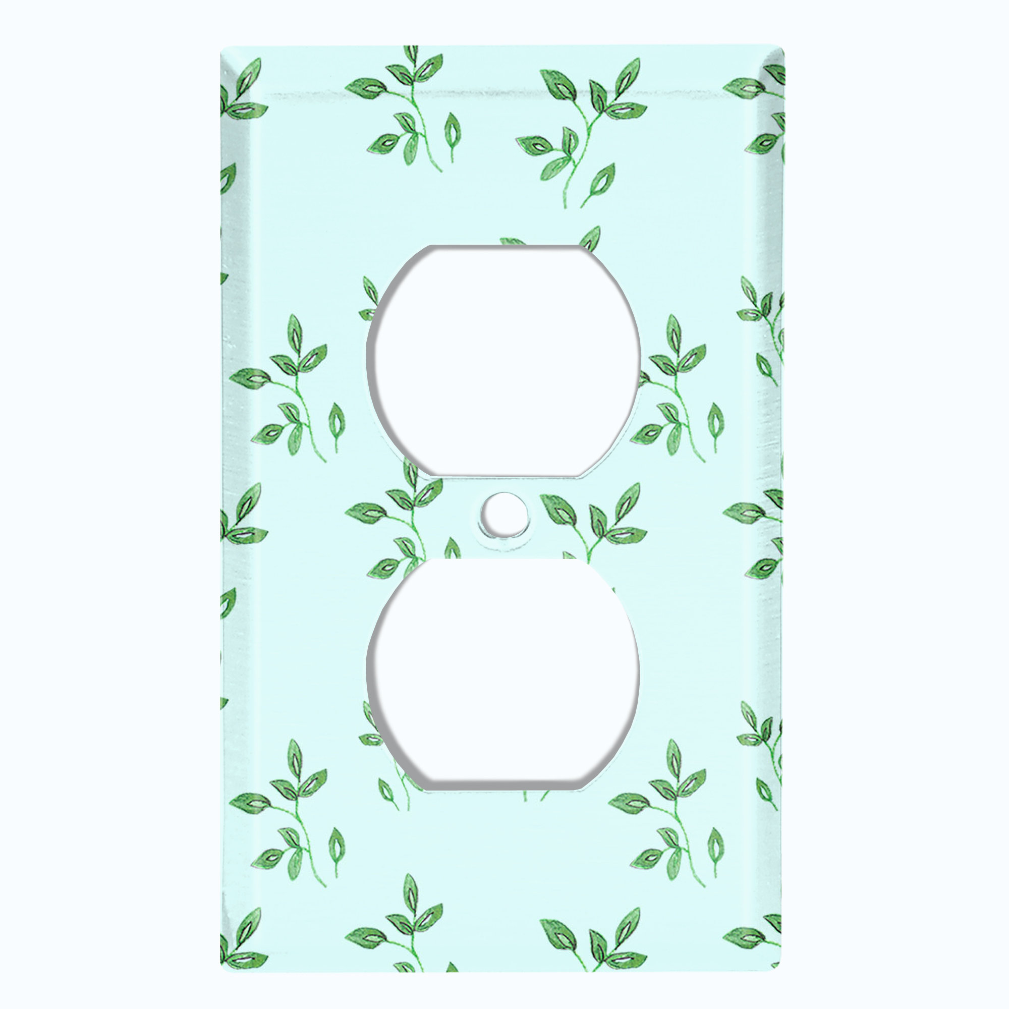 WorldAcc Metal Light Switch Plate Outlet Cover (Teal Garden Leaves ...