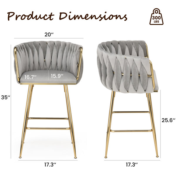 Everly Quinn Kristyn Upholstered 25.6'' Counter Stool With Metal Frame ...