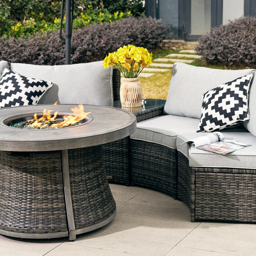 Latitude Run® Billington 4 - Person Outdoor Steel Wicker Fire Pit ...