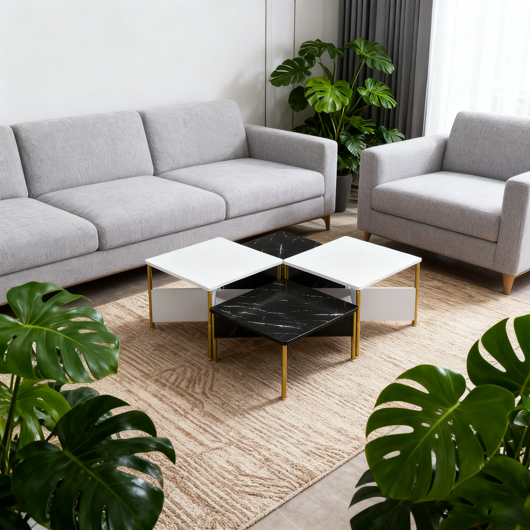 George Oliver Set Of 4 Mid-century Modern Nesting Coffee Tables – Black ...