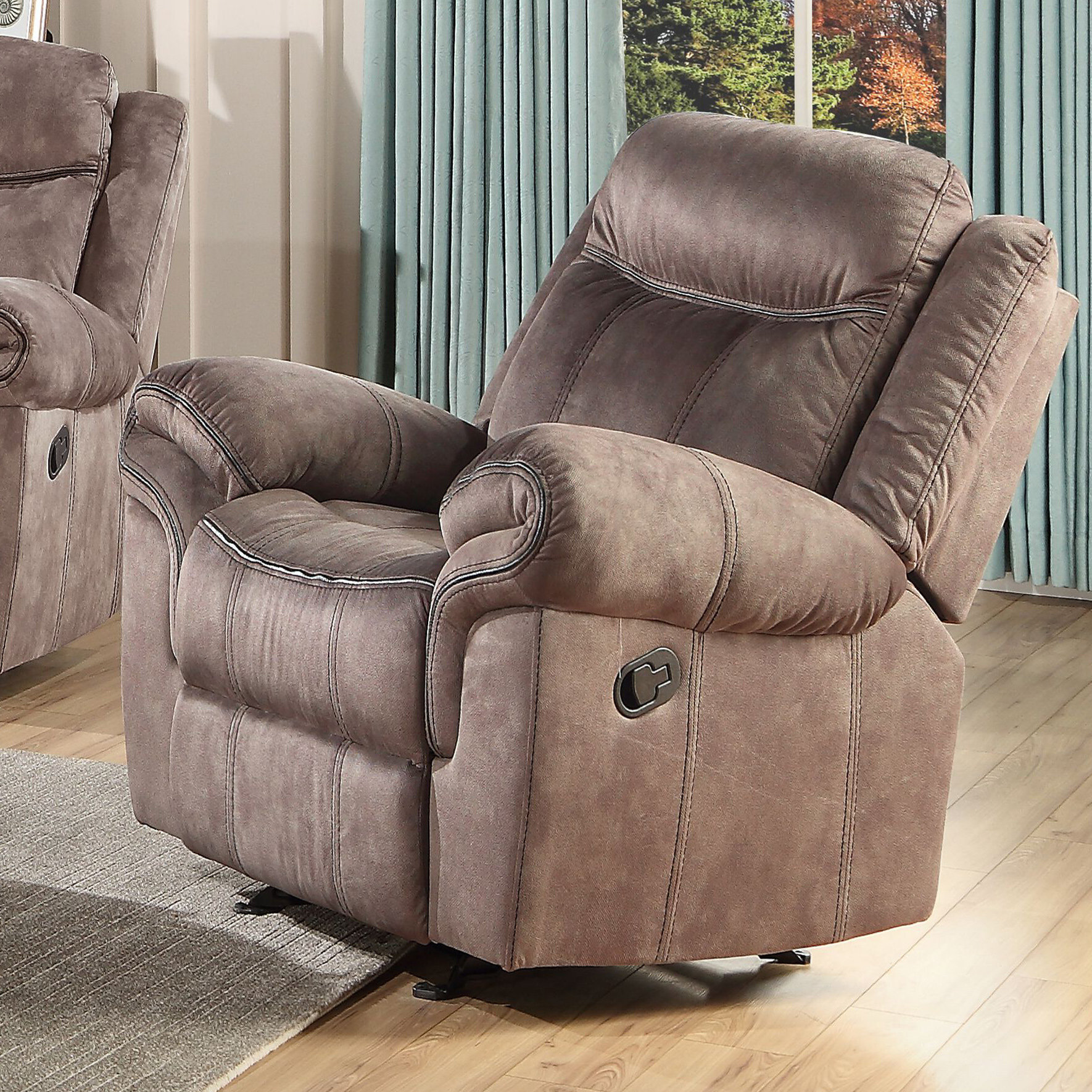 Lark Manor™ Garrett Two Tone Chocolate Velvet Motion Glider Recliner ...