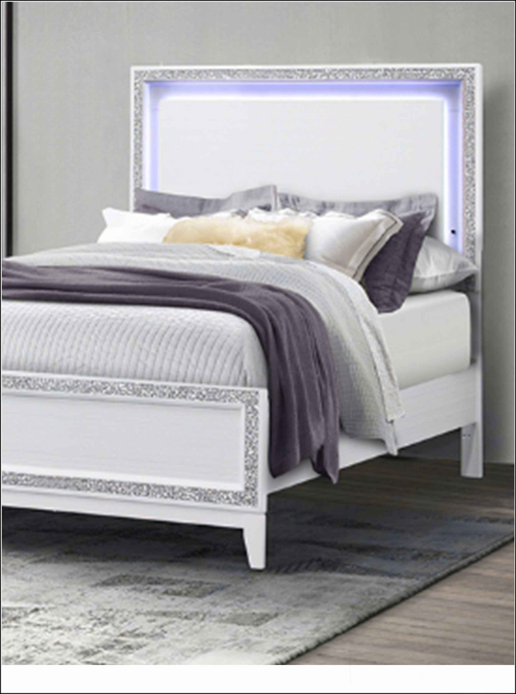 Wade Logan® Almera Glitter White Full Bed Sturdy and durable, modern ...