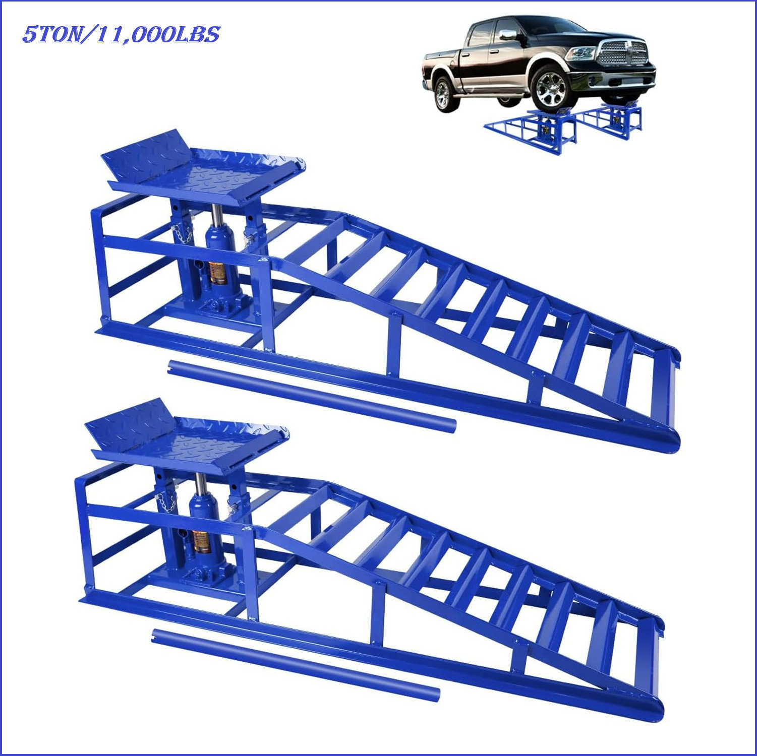 babevy Heavy Duty Car Ramps 2pcs - 5 Ton (11,000 Lbs) Capacity - Low ...