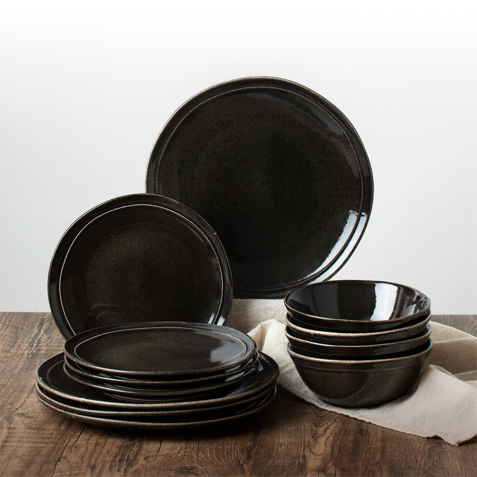Joss & Main Granduca Stoneware Dinnerware Set, 12 Piece Dish Set ...