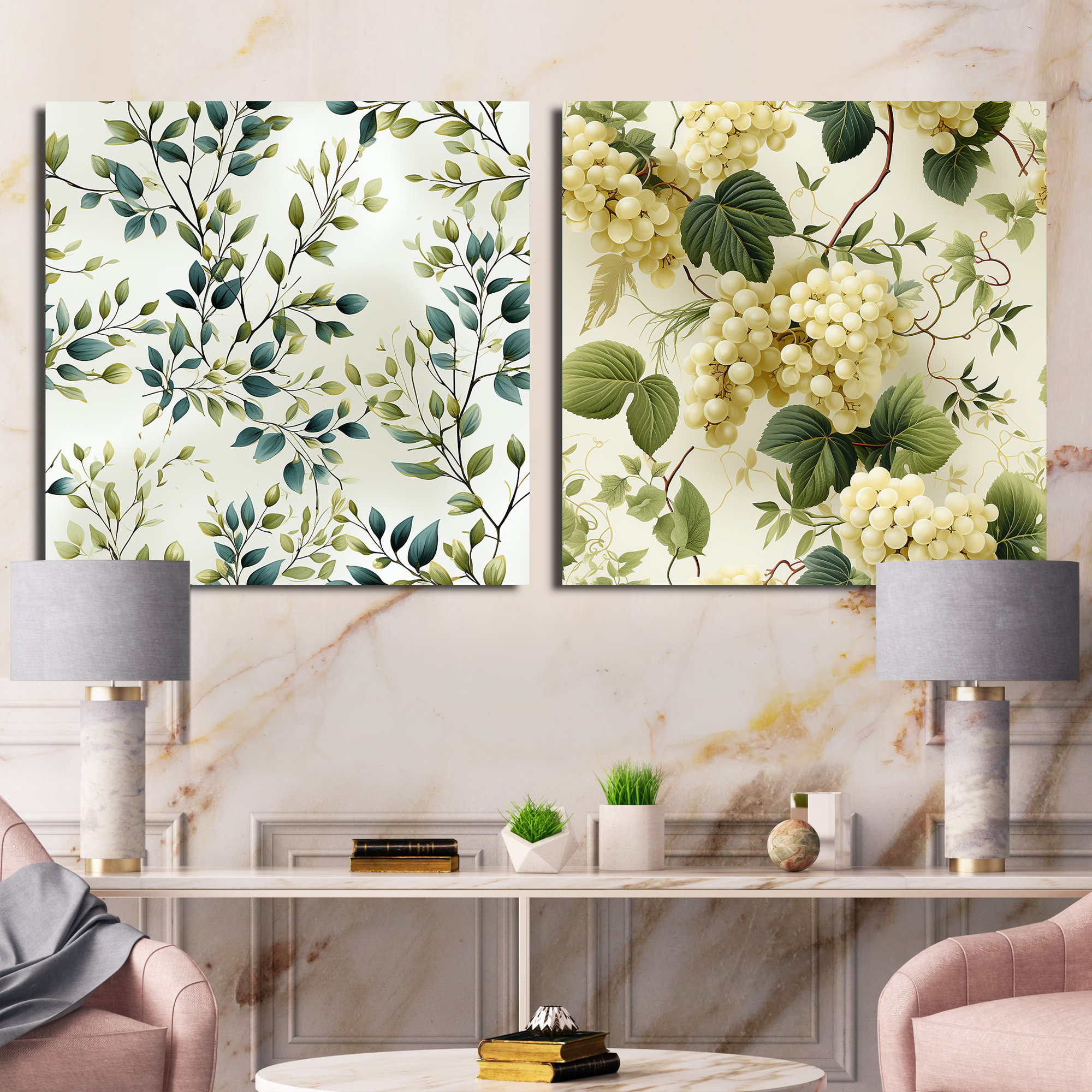 Design Art Tranquil Vines - Floral & Botanicals Square Collage Set Of 2 ...