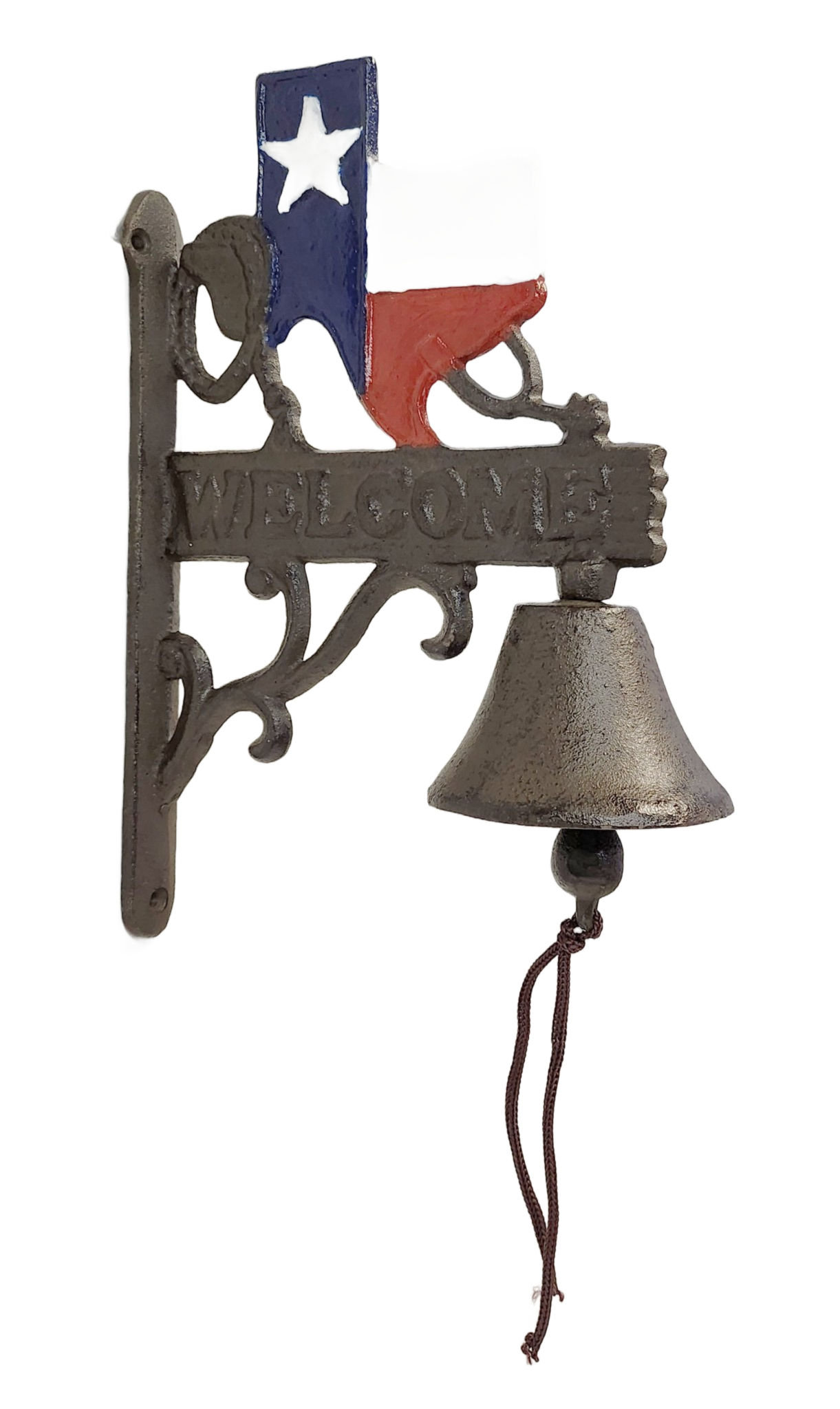 August Grove® Rustic Brown Cast Iron Decorative Dinner Bell with ...
