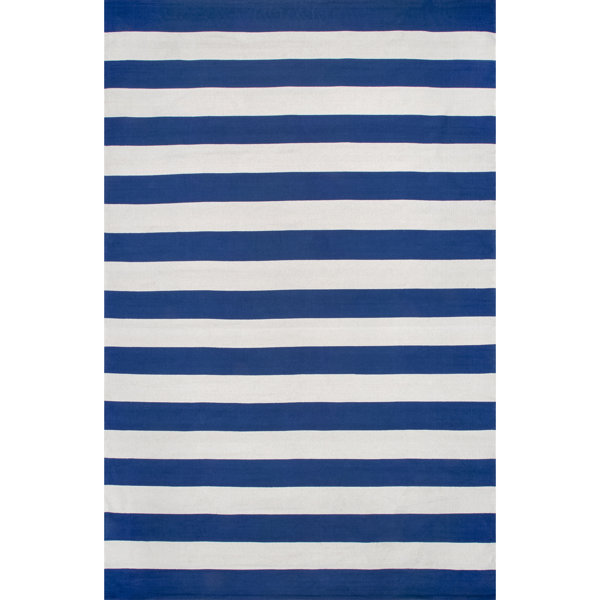 Longshore Tides Massengale Machine Woven Cotton Blue/White Rug | Wayfair