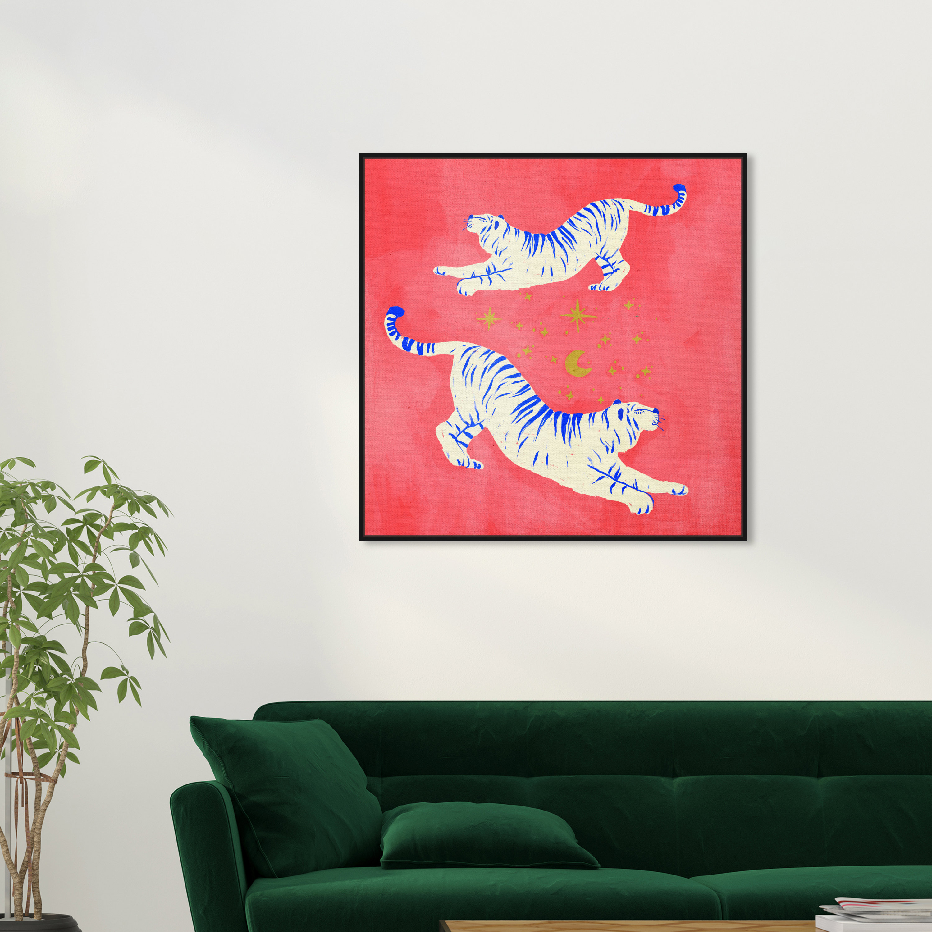 Bungalow Rose Bright Tigers Dancing by Oliver Gal - Floater Frame ...