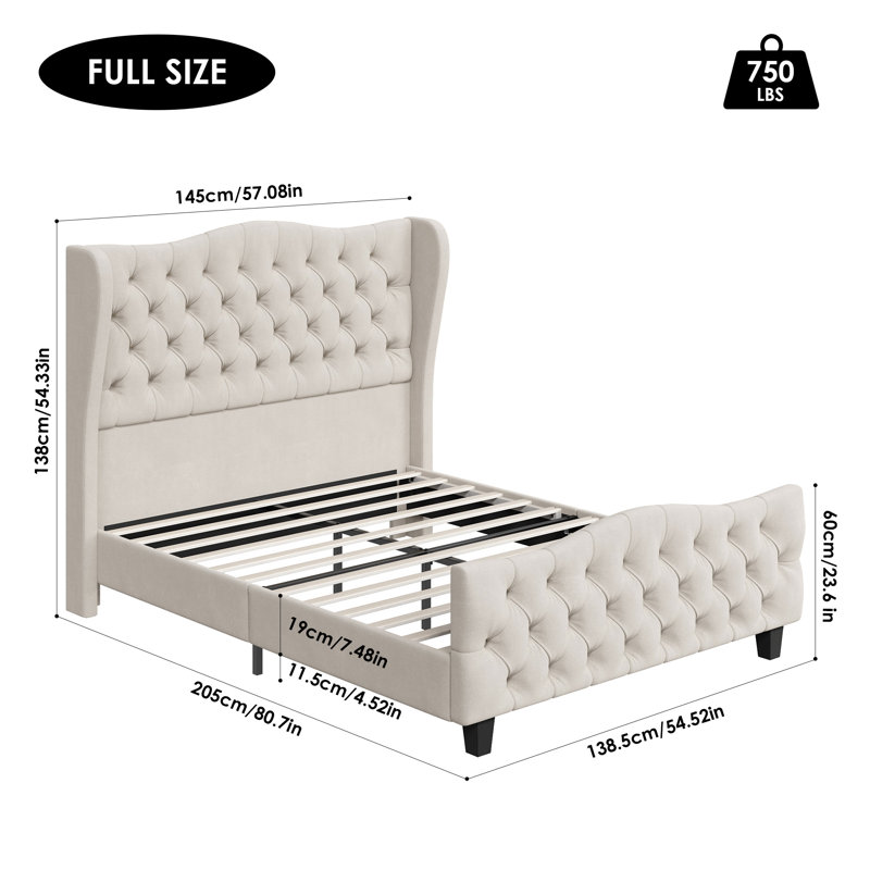 Willa Arlo Interiors Vernita 54.3" Handmade Tufted Tall Bed Frame with ...