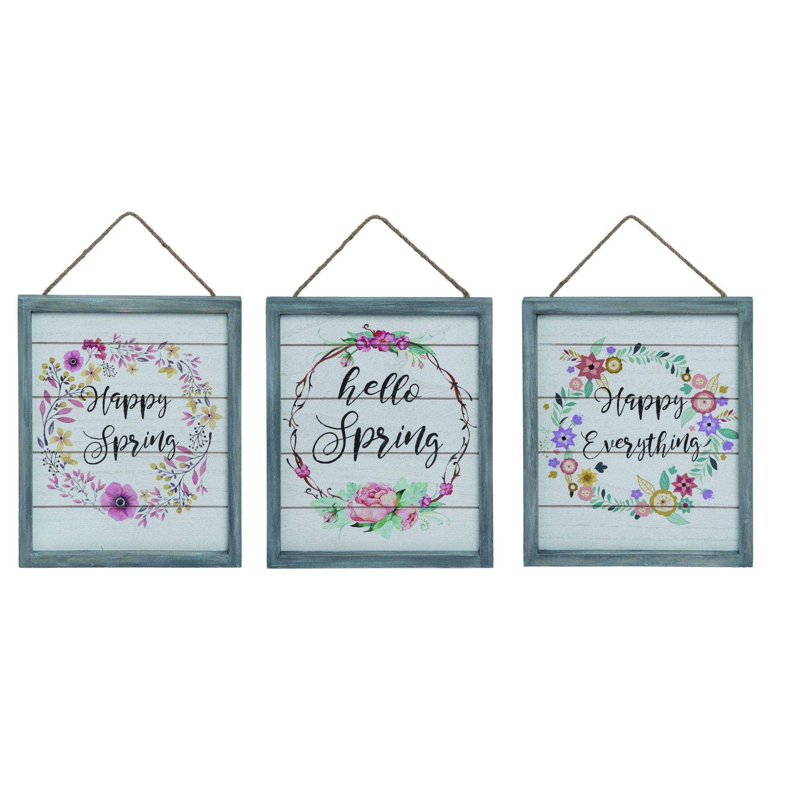 The Holiday Aisle® MDF Hello Spring Frame Decor Set of 3 Easter Home ...