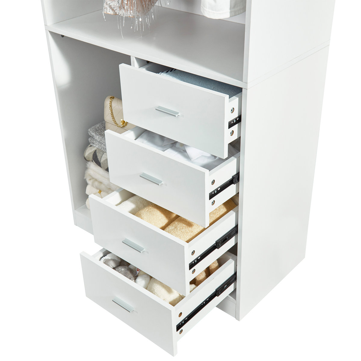 Ebern Designs Alinda Closet Organizer System with Drawers and Hanging ...