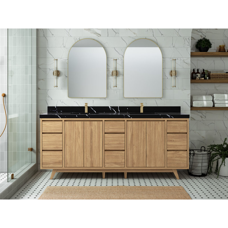 Willow Collections 84'' Double Bathroom Vanity with Quartz Top | Wayfair