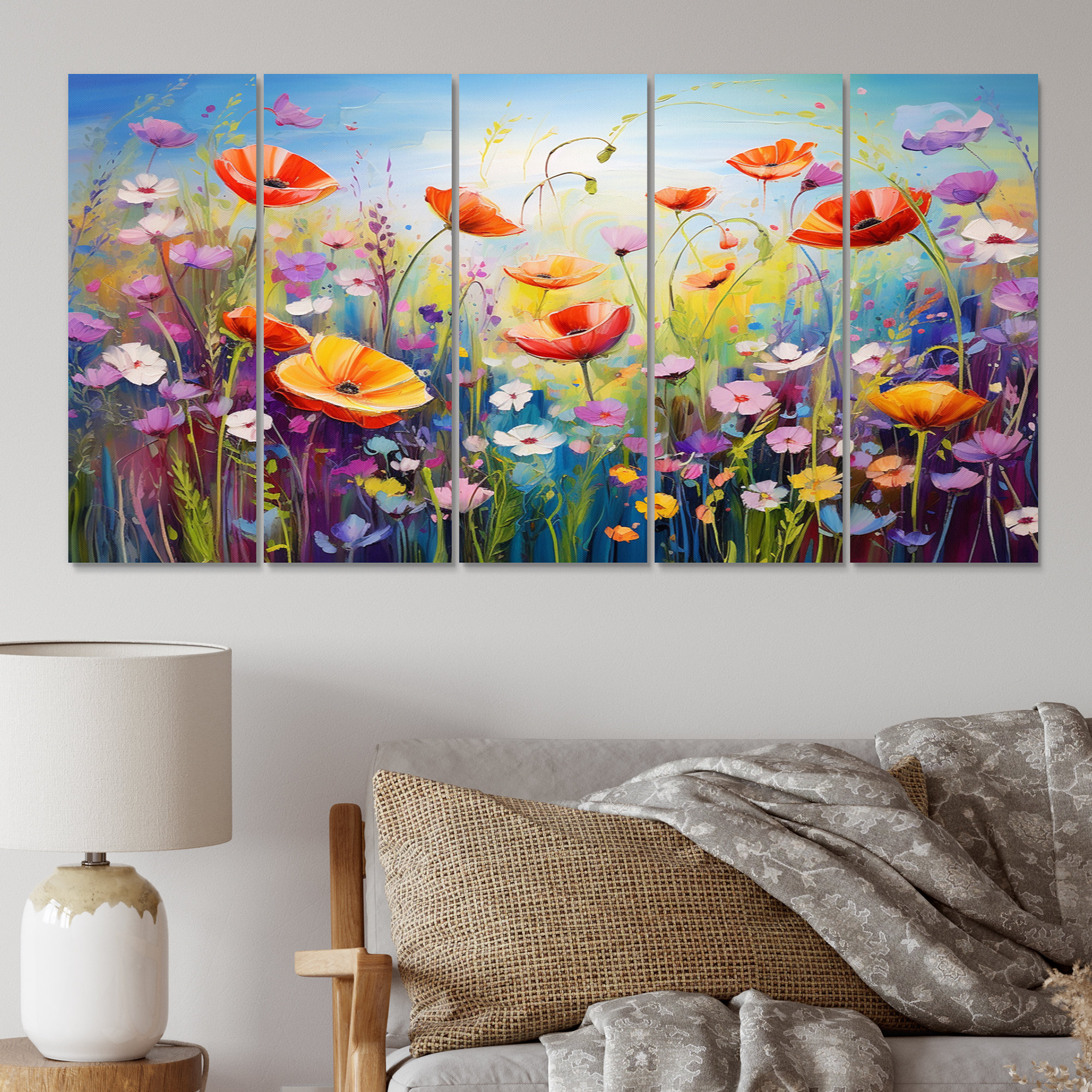 Design Art Wildflowers Floral Rhapsody On Metal 5 Pieces Print | Wayfair