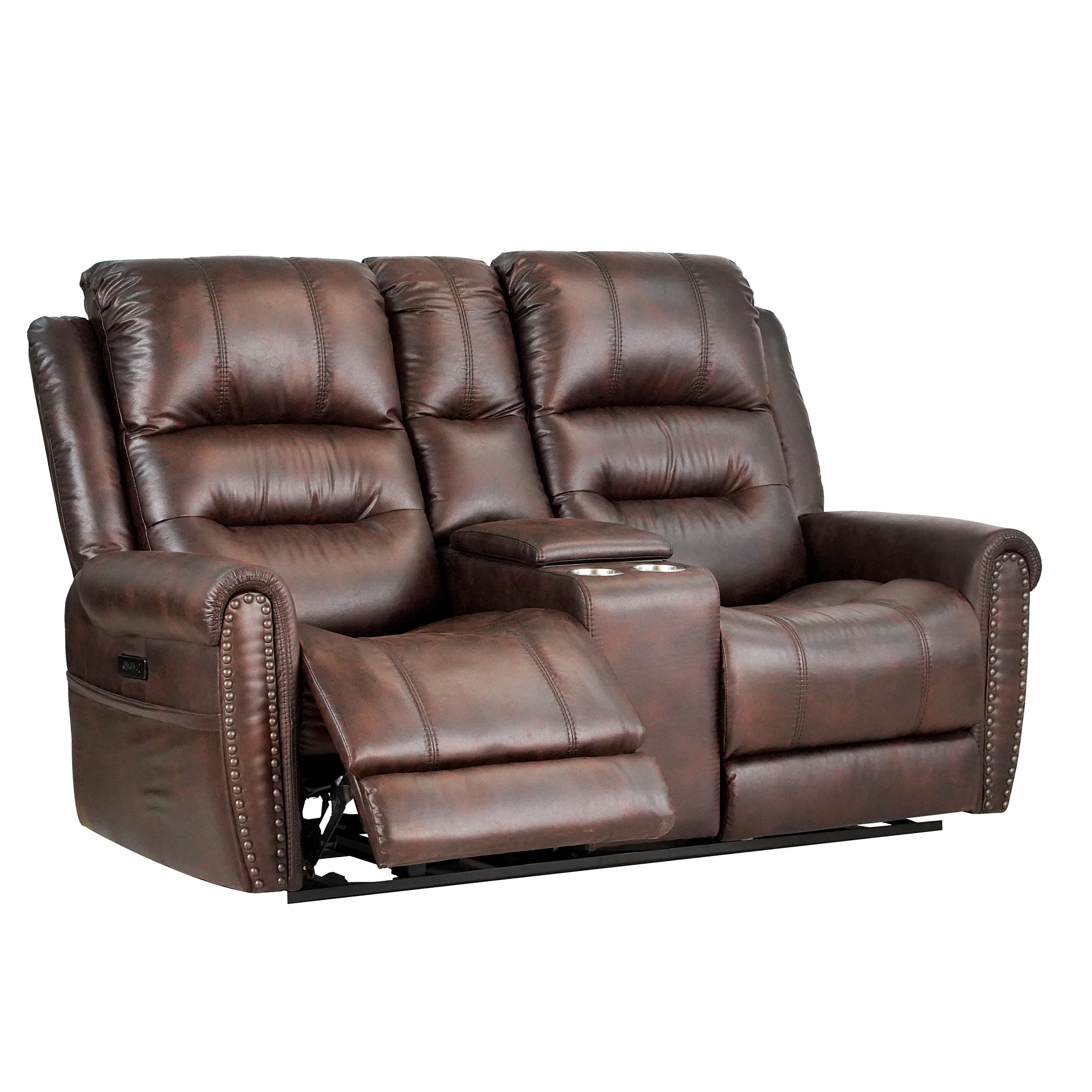 Inbox Zero Monigue Leather 39'' Reception Loveseat | Wayfair