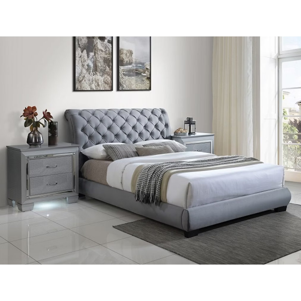 House of Hampton Carly Grey King Upholstered Platform Bed - Wayfair Canada
