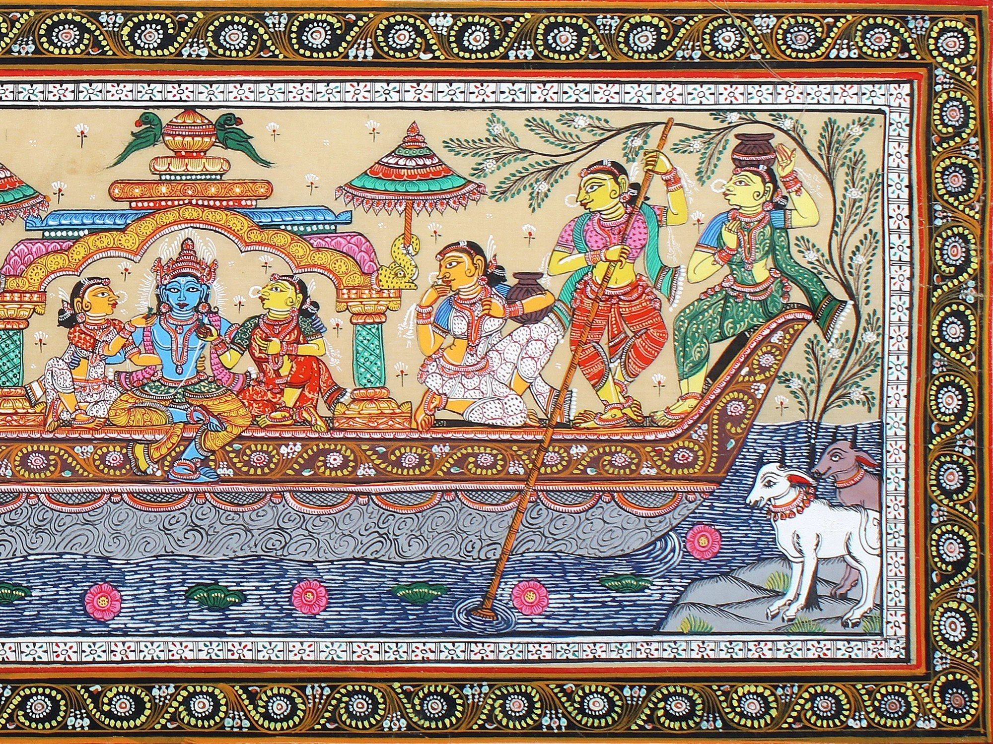 Exotic India Lord Krishna With Rukmini And Satyabhama On Boat - Wayfair ...