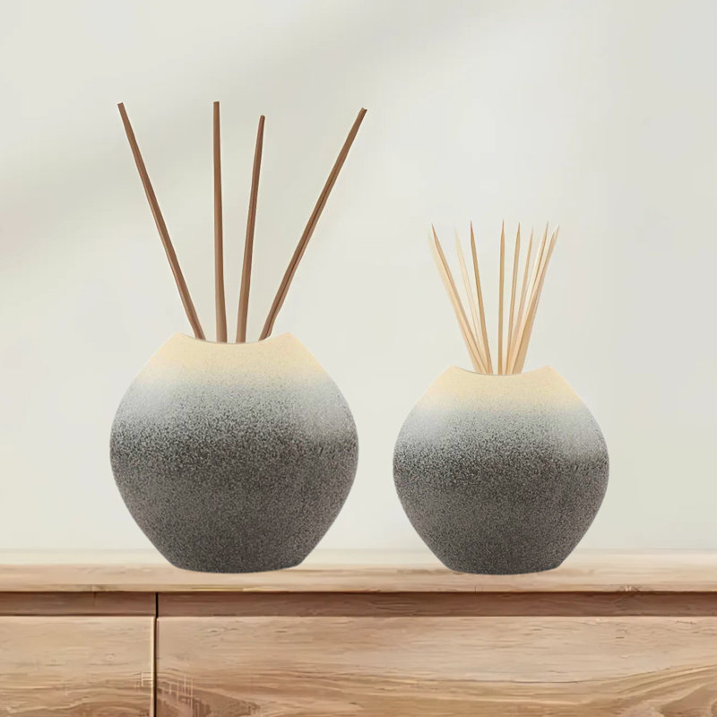 Latitude Run® Summah Ceramic Gray Sphere Table Vase Set | Wayfair