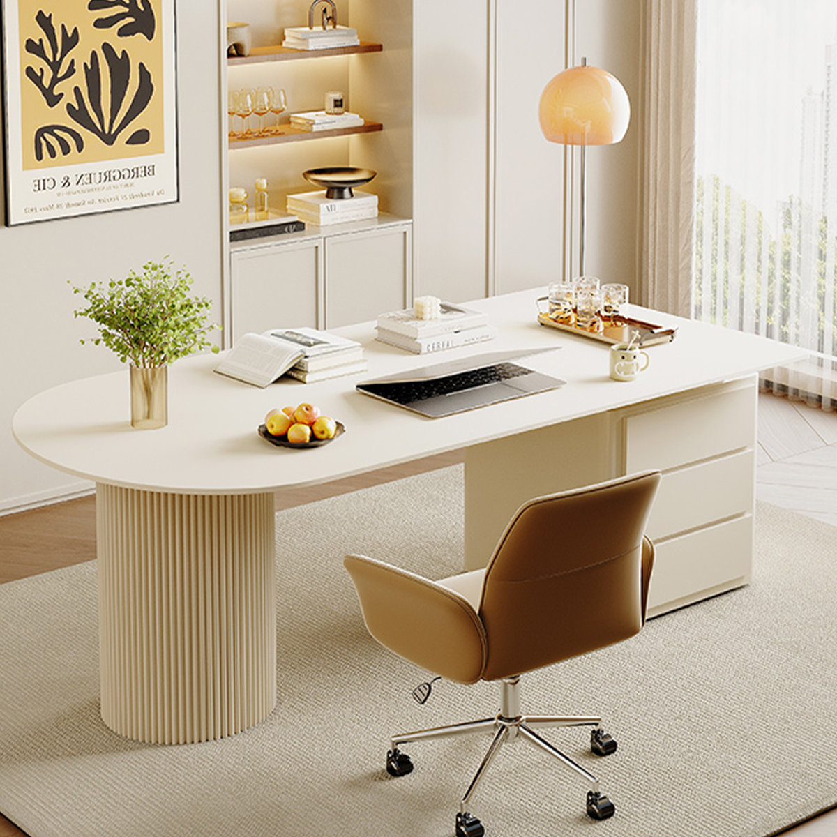 Wrought Studio™ White Half-circle Sintered Stone tabletop with 3 ...