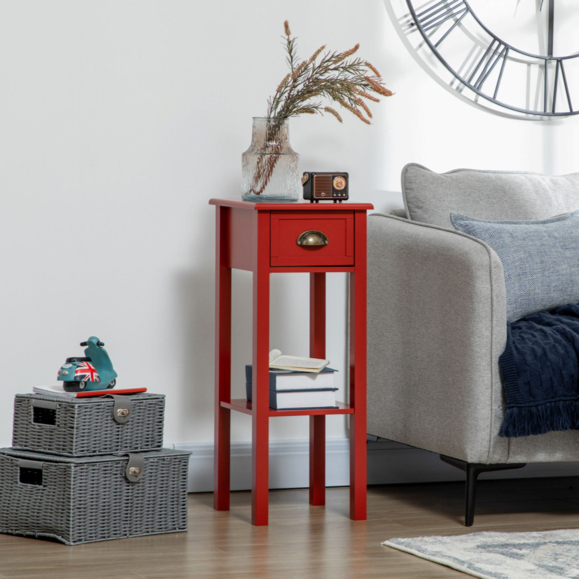 Lark Manor™ 2-Tier Side Table With Drawer, Narrow End Table With Bottom ...