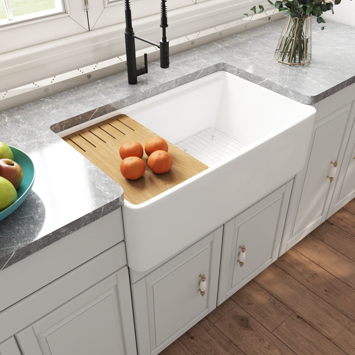 Deervalley 33" L X 20" W Single Basin Workstation Farmhouse Kitchen ...