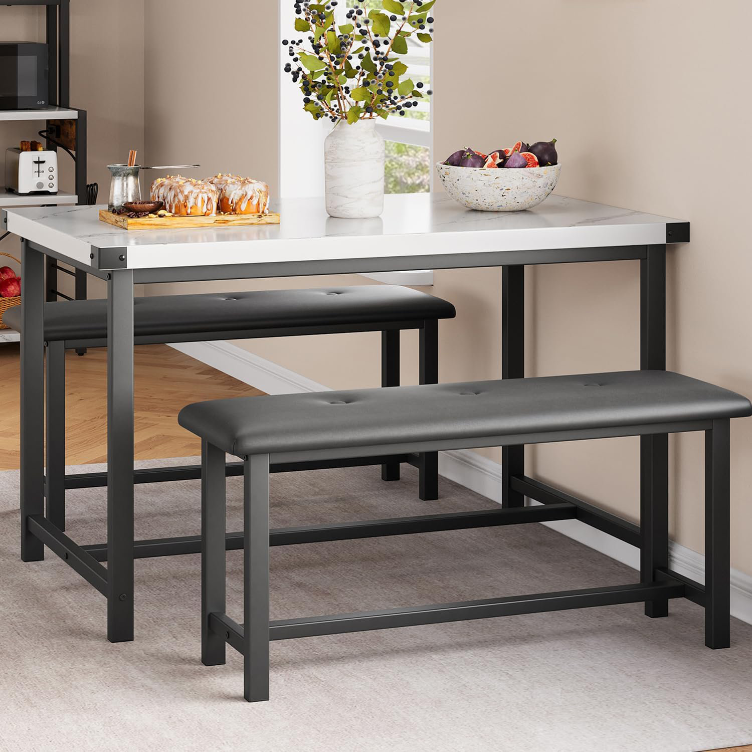 17 Stories Dining Table Set for 4, Kitchen Table with Upholstered ...