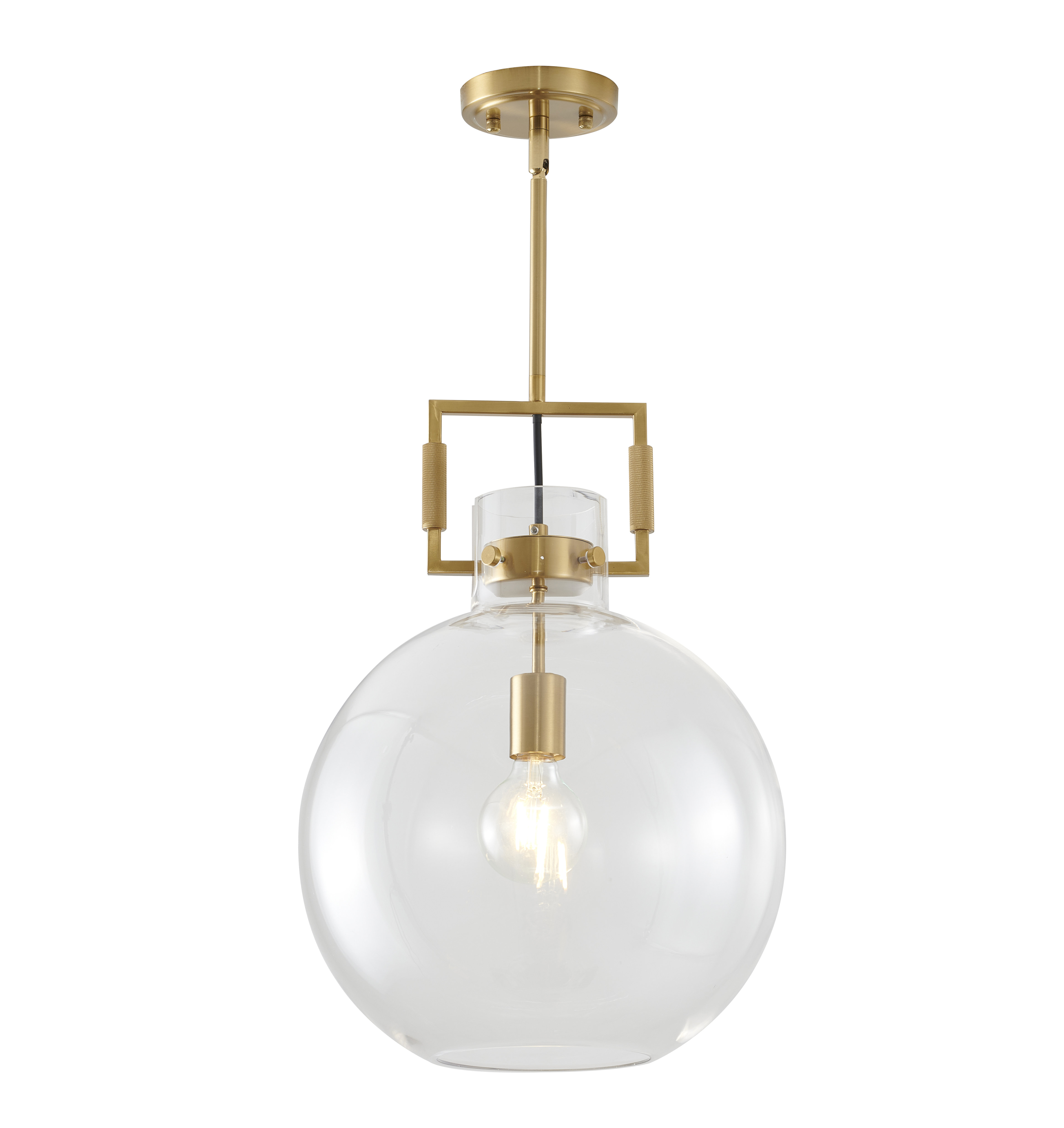 Everly Quinn 1-Light Brass Metal Pendant With A Clear Glass Shade | Wayfair