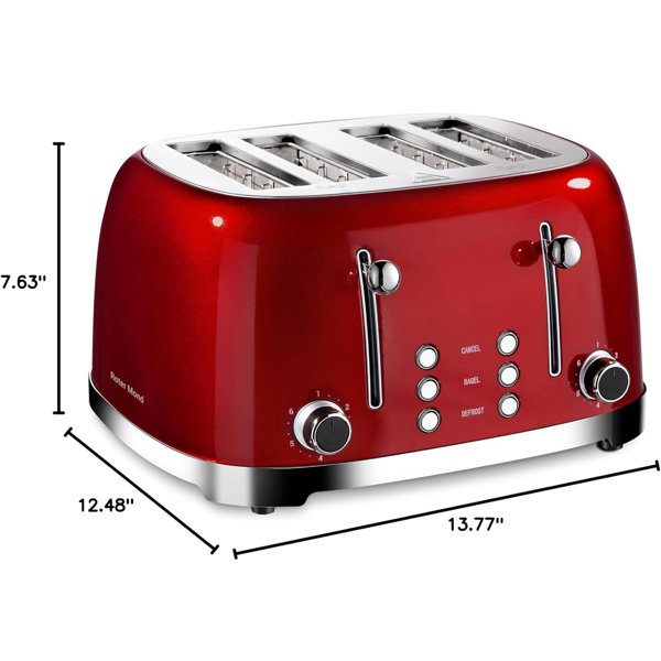 LUCULY 4 Slice Toaster Retro Stainless Steel Toasters With Bagel ...