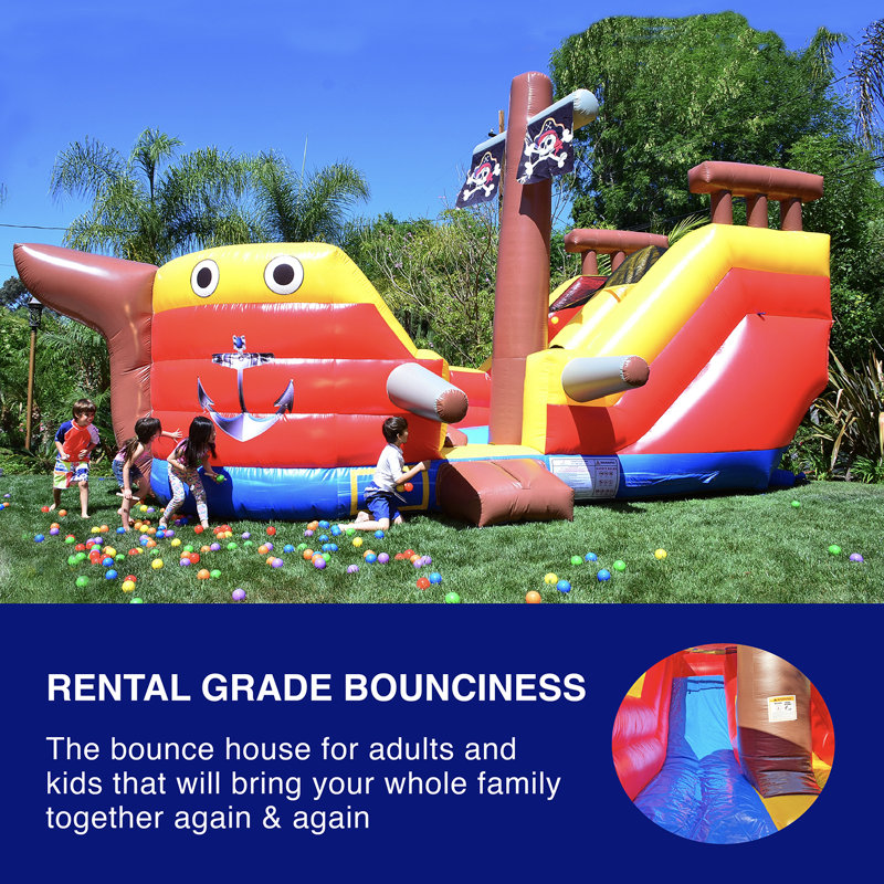JumpOrange 15 FT Pirate Ship Inflatable Playset Water Slide Bounce ...